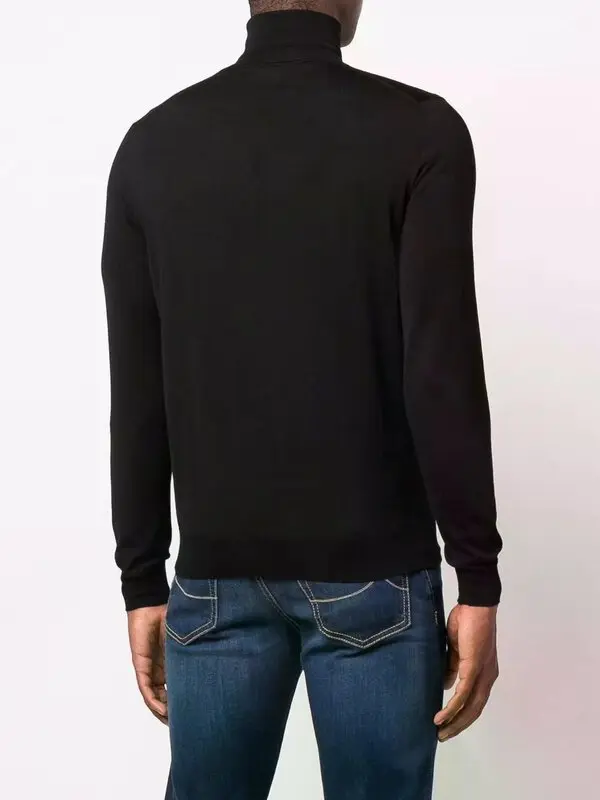 DELL'OGLIO Roll-neck Merino Jumper - Black