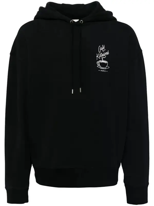 CAFÉ KITSUNÉ Cotton Jersey Coffee Cup Hoodie