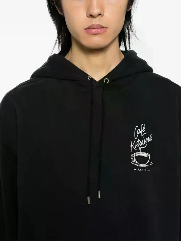 CAFÉ KITSUNÉ Cotton Jersey Coffee Cup Hoodie