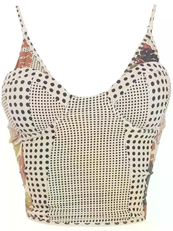 AMIR SLAMA Polka-dot Print Swim Top - Neutrals