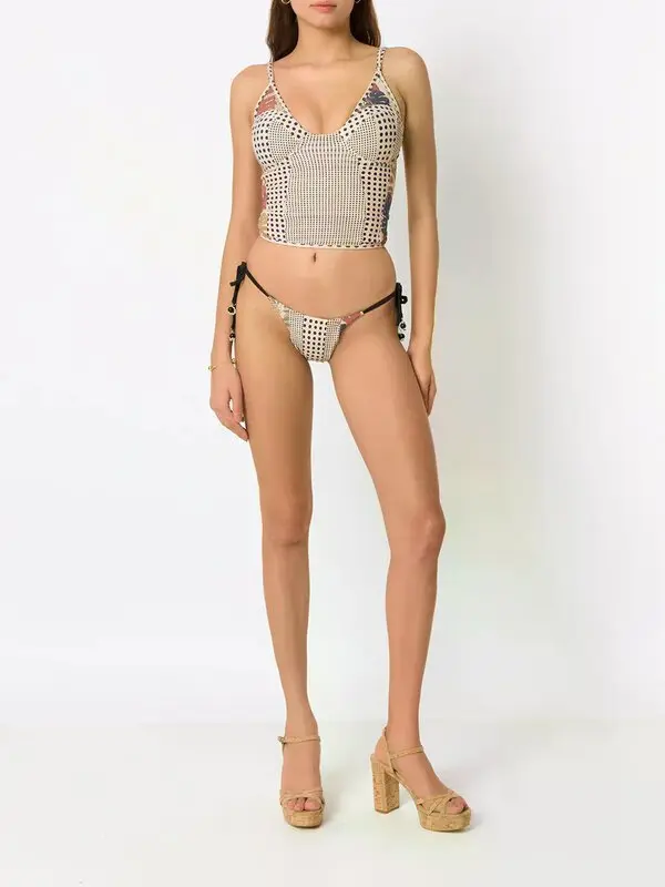 AMIR SLAMA Polka-dot Print Swim Top