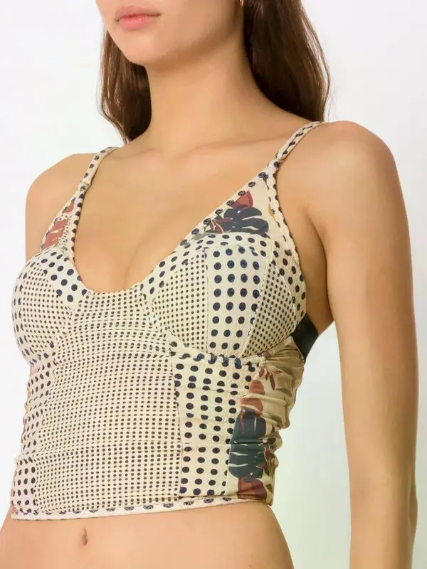 AMIR SLAMA Polka-dot Print Swim Top