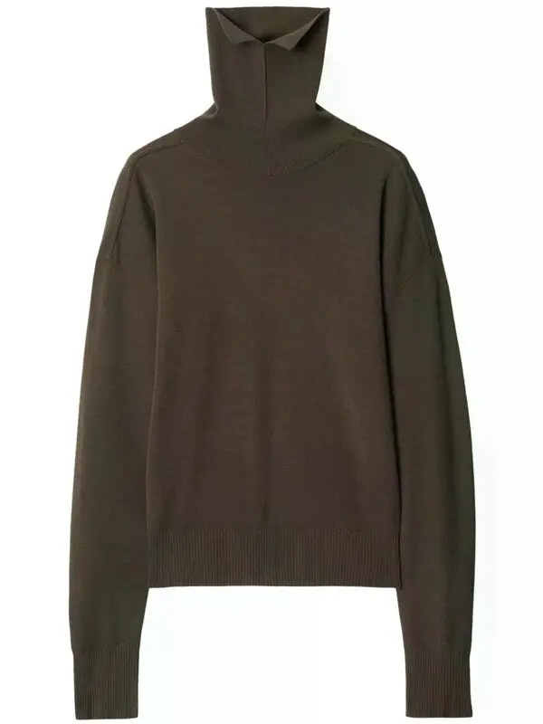 Burberry Wool High Neck Sweater - Brown