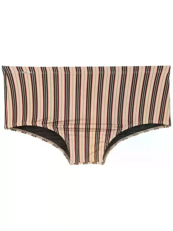 AMIR SLAMA Stripe-print Swim Trunks - Brown