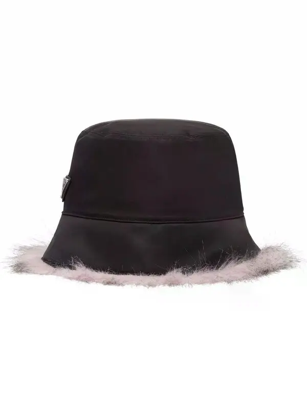 Prada Re-nylon Faux-fur Trim Bucket Hat - Black