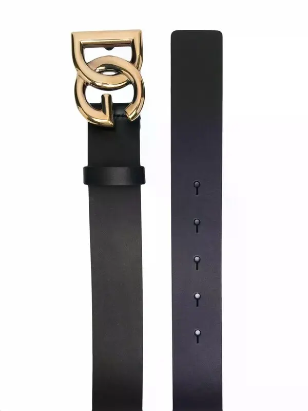 Dolce & Gabbana Dg Logo Leather Belt - Black