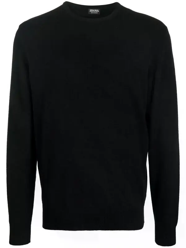 Zegna Crew Neck Cashmere Sweater - Black