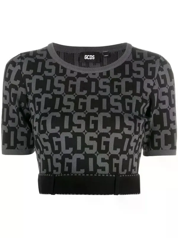 Gcds Matilda Monogram Cropped Top - Black