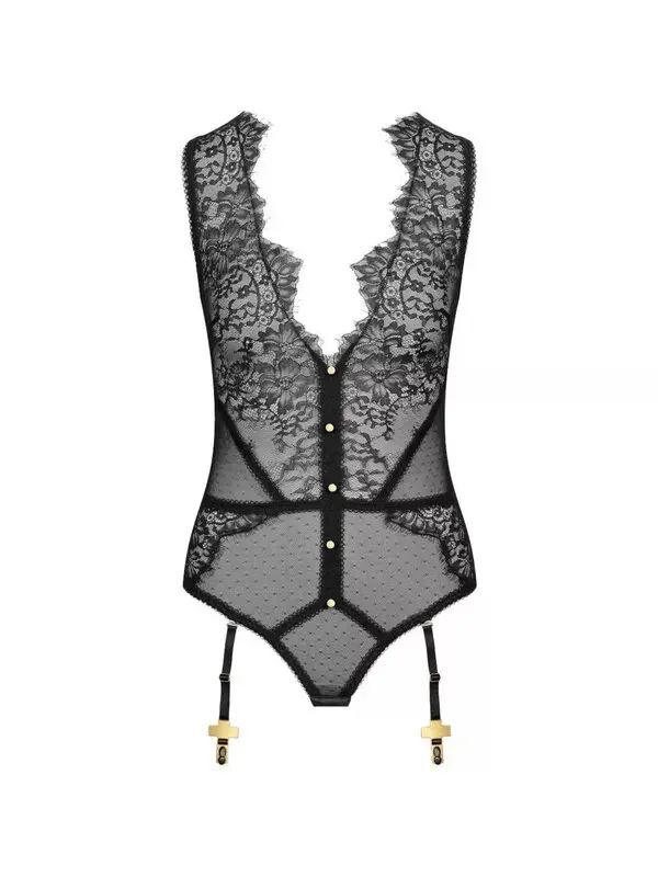 MAISON CLOSE Floral Lace Body - Black