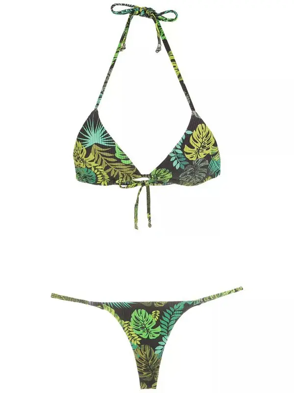 AMIR SLAMA Tropical Print Bikini - Green