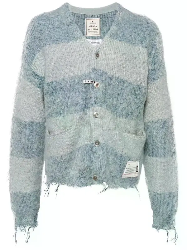 Mihara Yasuhiro Striped Intarsia Knit Cardigan