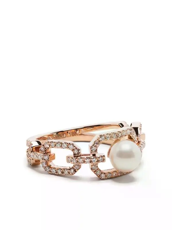 Shay 18k Rose Diamond And Pearl Ring - Gold