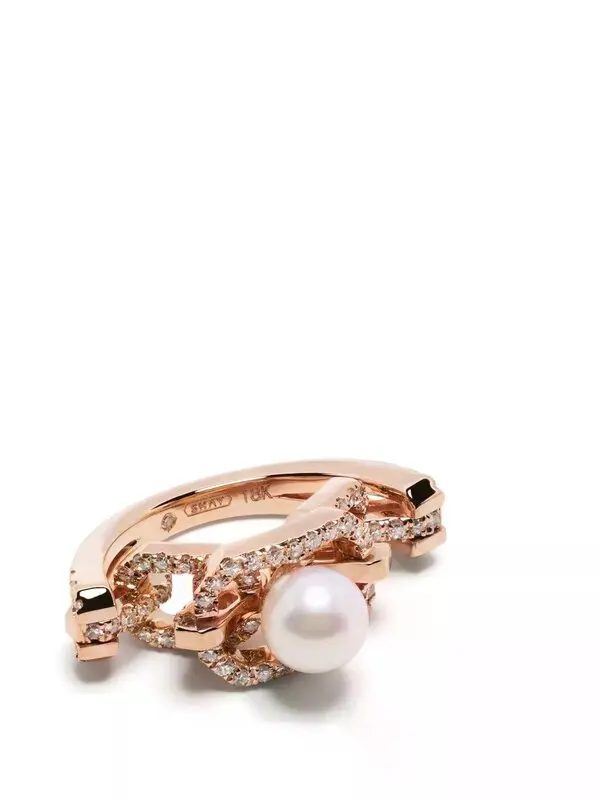 Shay 18k Rose Diamond And Pearl Ring