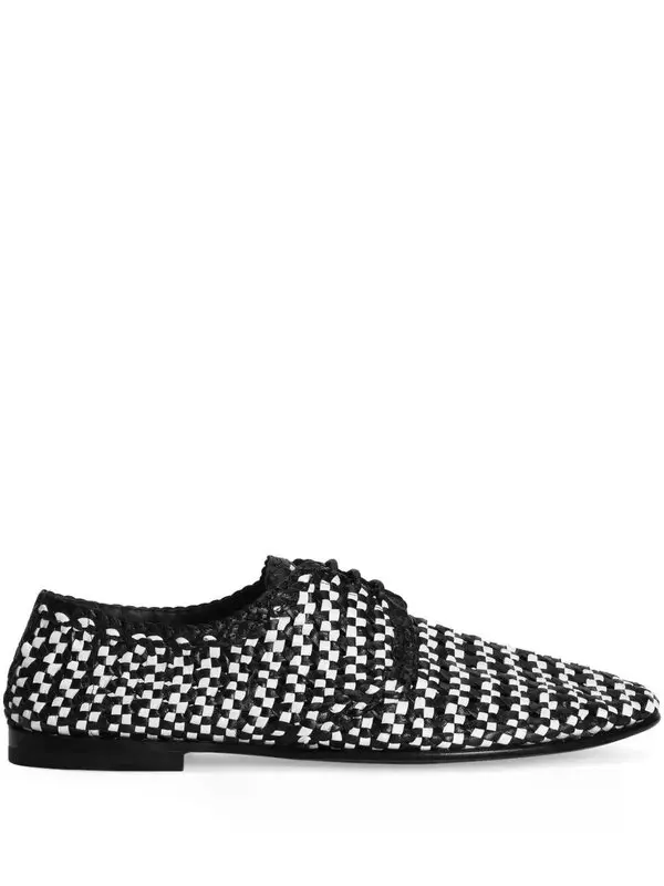 Dolce & Gabbana Woven Raffia Derby Shoes - Black