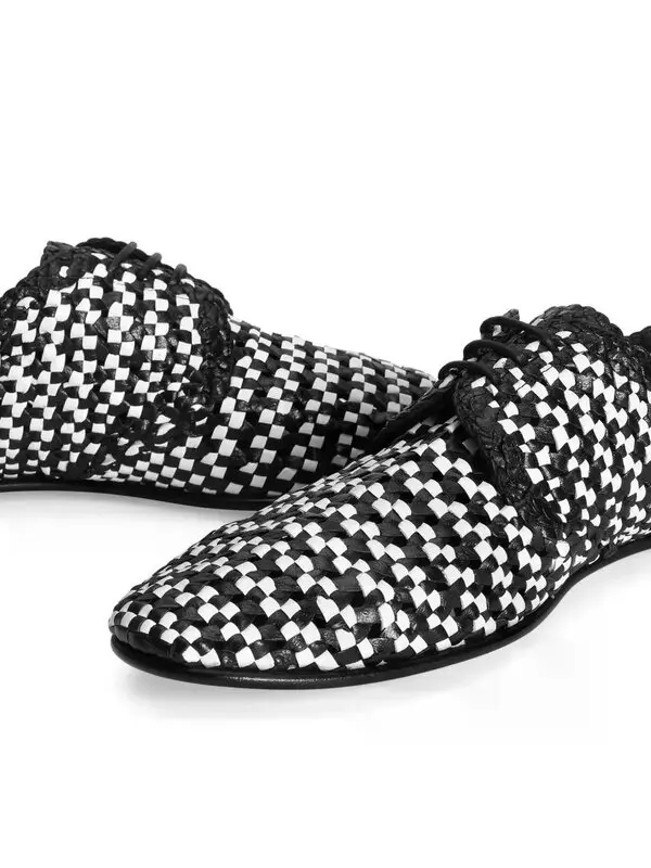 Dolce & Gabbana Woven Raffia Derby Shoes - Black