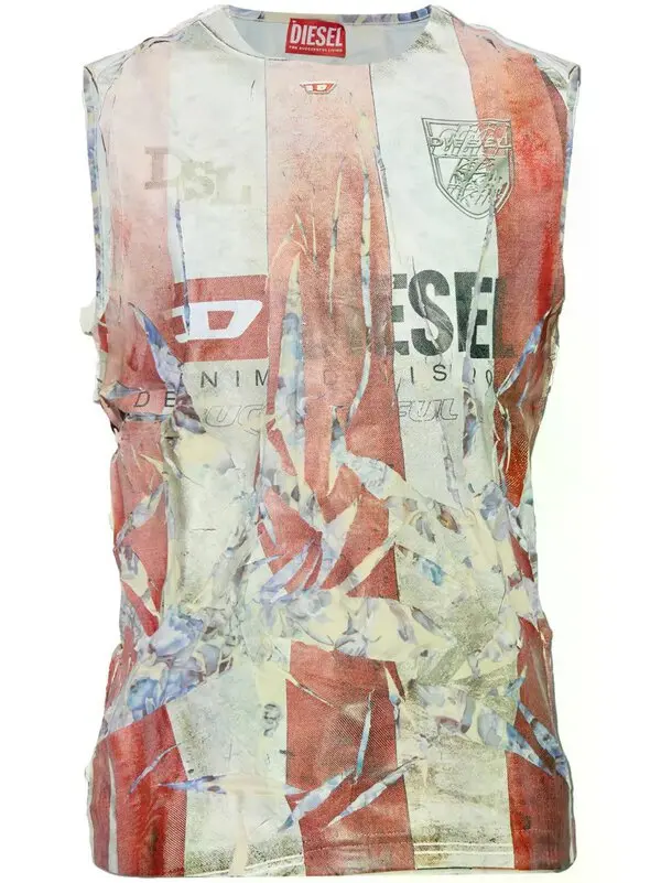 DIESEL® Striped Sleeveless Crewneck Top