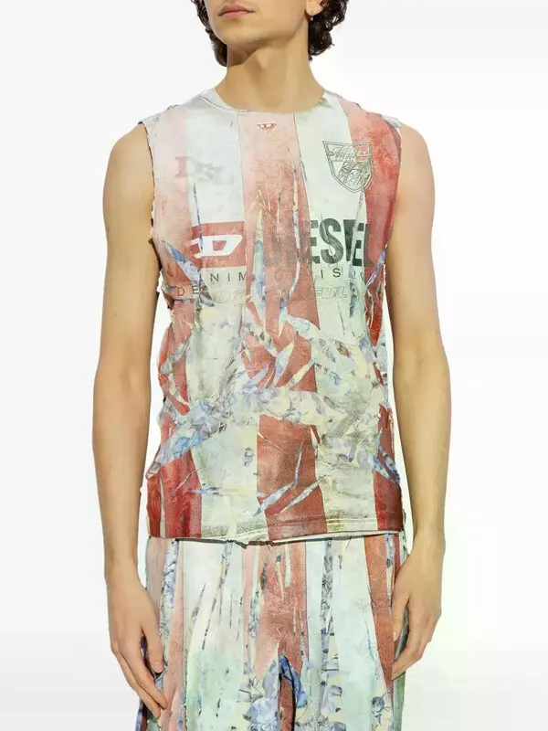 DIESEL® Striped Sleeveless Crewneck Top