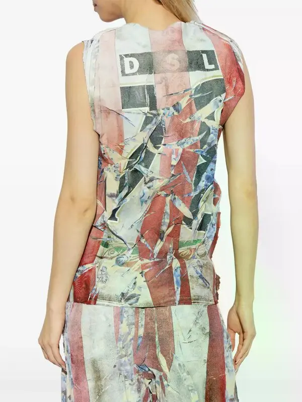 DIESEL® Striped Sleeveless Crewneck Top