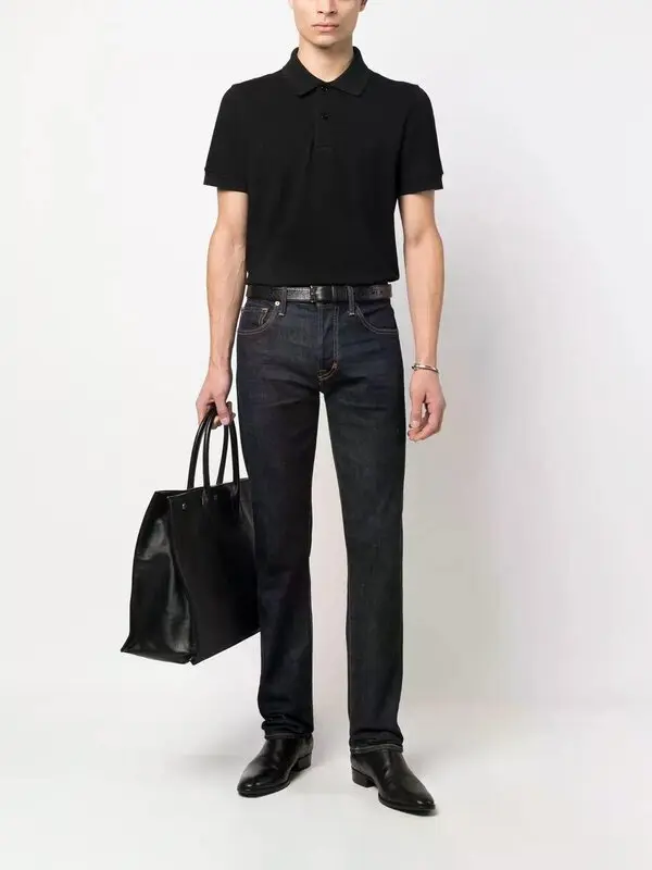 TOM FORD Short-sleeved Cotton Polo Shirt - Black