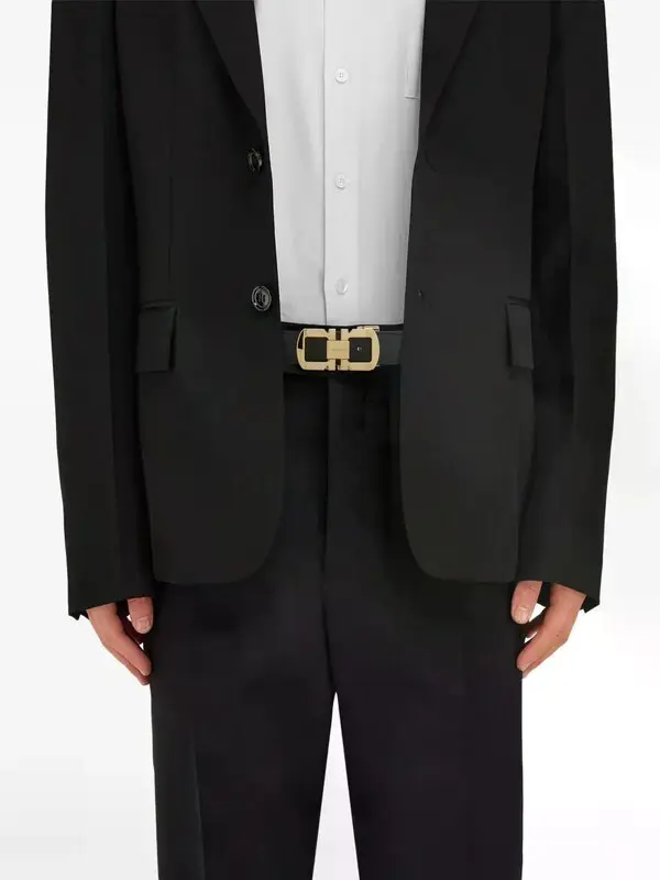 FERRAGAMO Geometric Gancini Buckle Reversible Leather Belt
