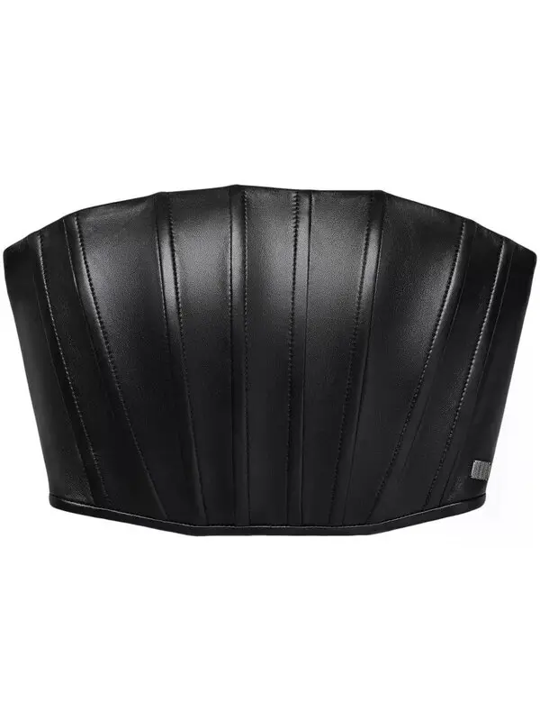 Marc Jacobs Strapless Leather Corset Top - Black