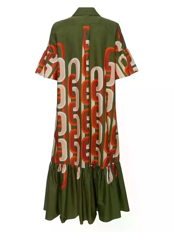 La DoubleJ Choux Chain-link Print Dress - Green