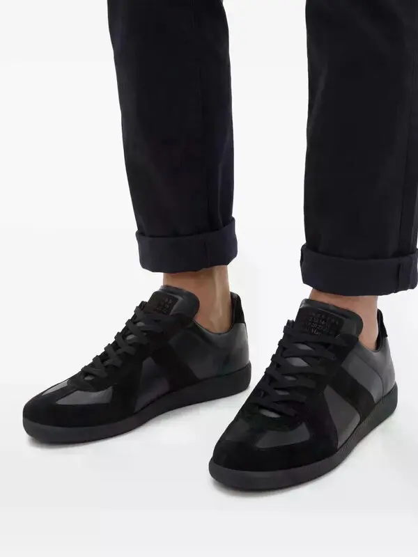 MAISON MARGIELA Replica Low-top Leather And Suede Sneakers - Black