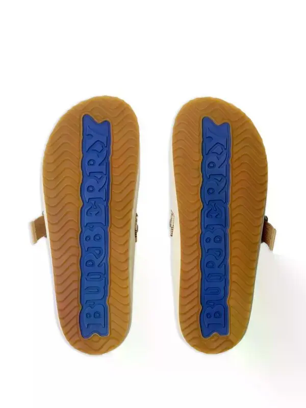 Burberry Suede Buckled Clogs - Neutrals