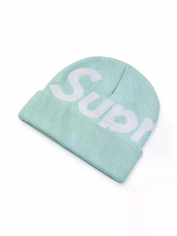 Supreme Big Logo Knitted Beanie - Blue