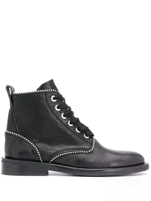 Zadig&Voltaire Studded Lace-up Leather Boots