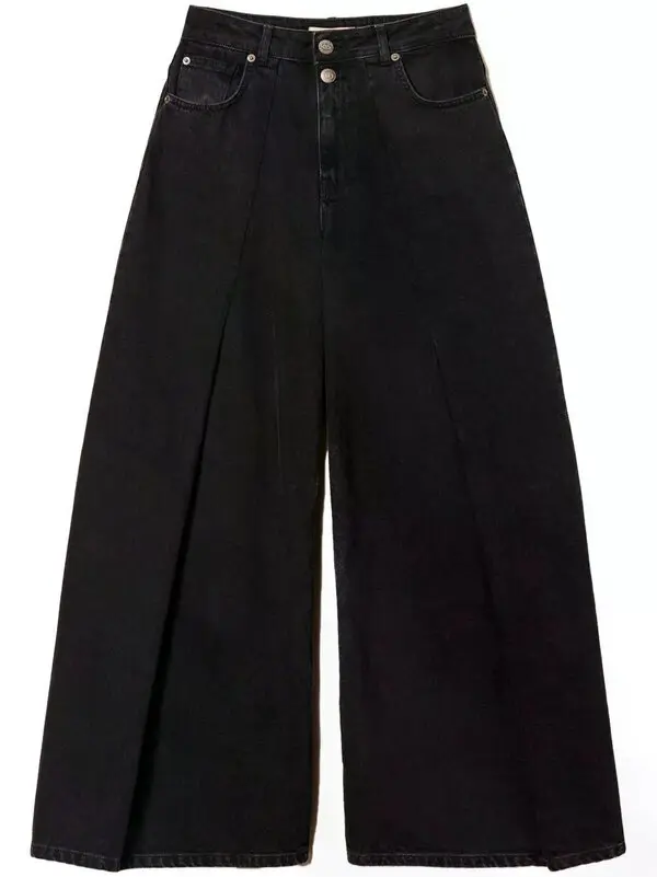 TWINSET Cropped Wide-leg Denim Jeans