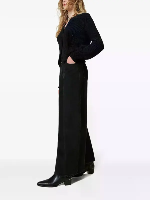 TWINSET Cropped Wide-leg Denim Jeans
