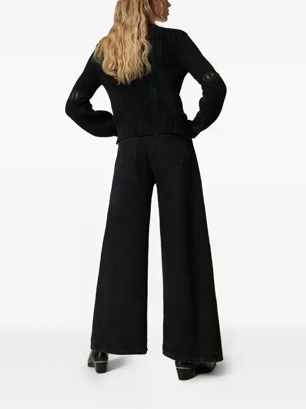 TWINSET Cropped Wide-leg Denim Jeans