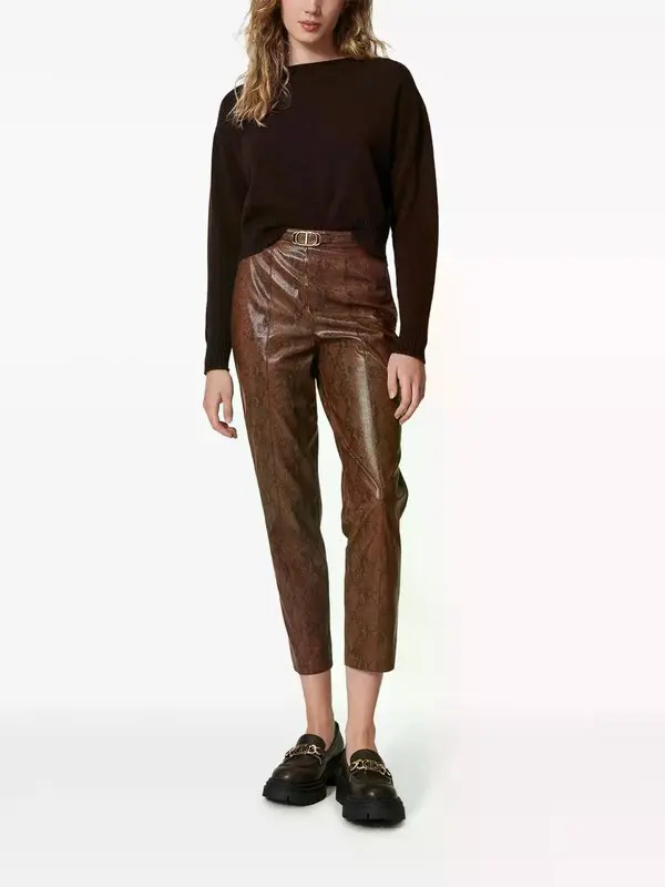 TWINSET Snake-effect Cropped Trousers