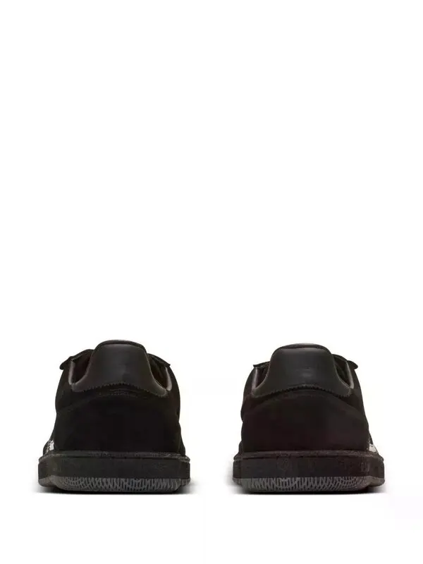 Balmain Swan Suede And Patent Leather Lace-up Sneakers - Black