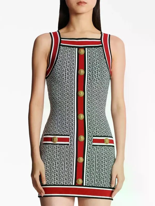 Balmain Button-embellished Monogram Minidress