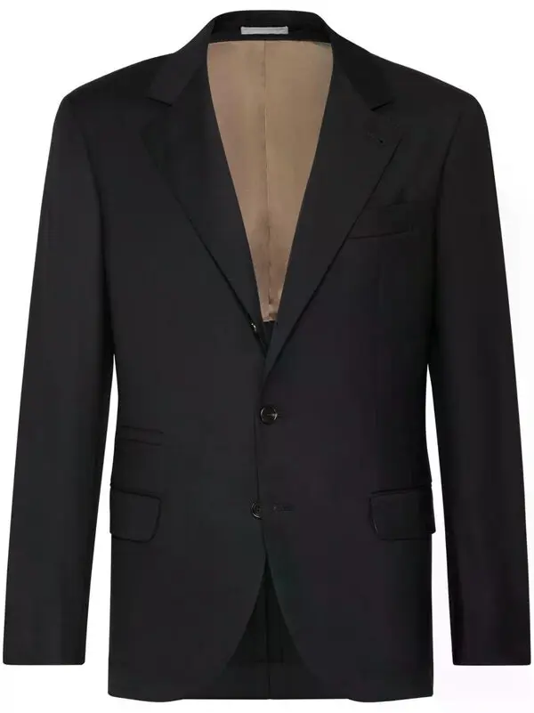 Brunello Cucinelli Super 150s Virgin Wool Four Season Batavia Twill Blazer - Black