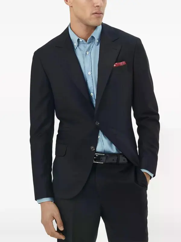 Brunello Cucinelli Super 150s Virgin Wool Four Season Batavia Twill Blazer - Black