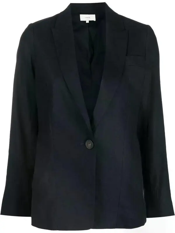 Vince Single-breasted Linen-blend Blazer - Blue