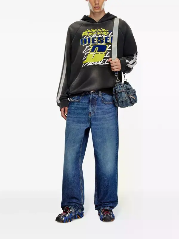 DIESEL® D-macro Logo Patch Jeans - Blue
