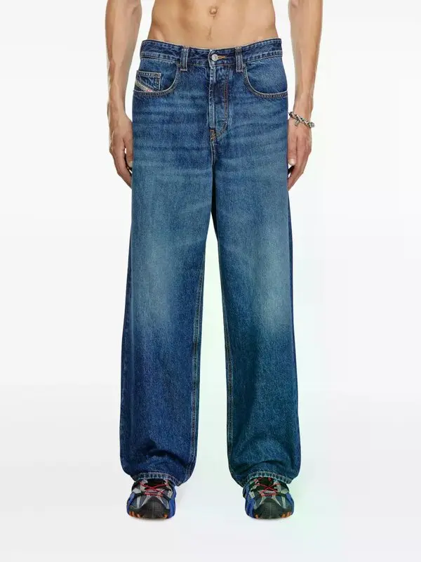 DIESEL® D-macro Logo Patch Jeans - Blue