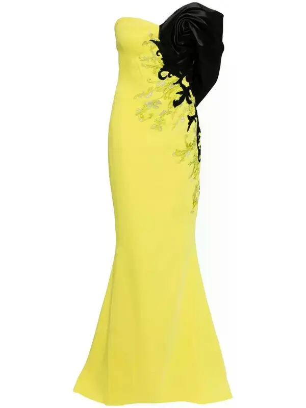 SAIID KOBEISY One-shoulder Embroidered Gown