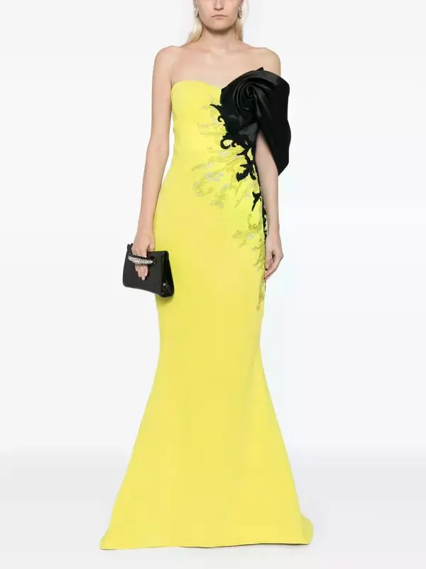 SAIID KOBEISY One-shoulder Embroidered Gown