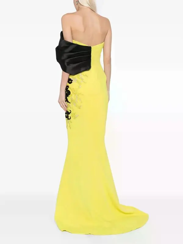 SAIID KOBEISY One-shoulder Embroidered Gown
