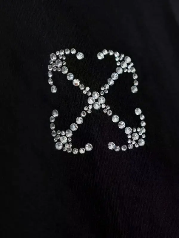 Off-White Jewelled-logo Cropped T-shirt