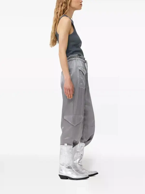 GANNI 40mm Metallic Leather Western Boots - Silver