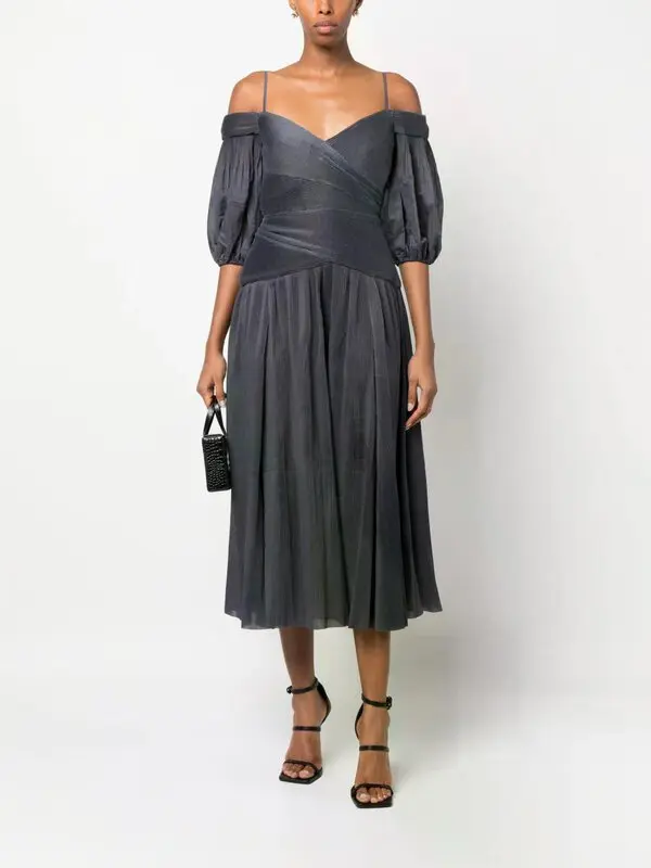 Zimmermann Off-shoulder Pleated Midi Dress