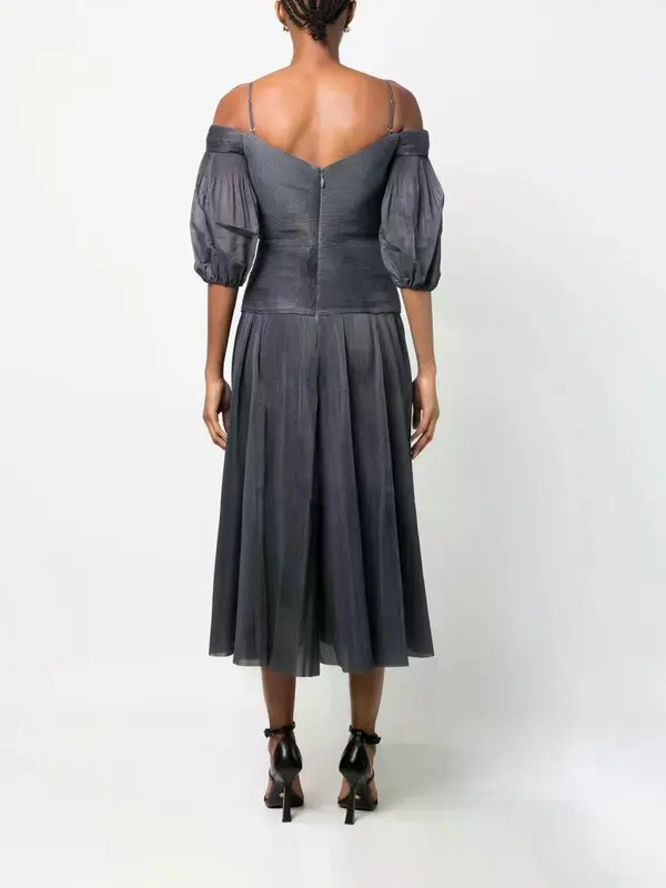 Zimmermann Off-shoulder Pleated Midi Dress