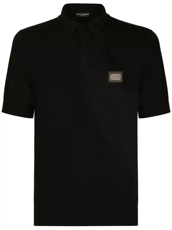 Dolce & Gabbana Logo-tag Wool Polo Shirt - Black