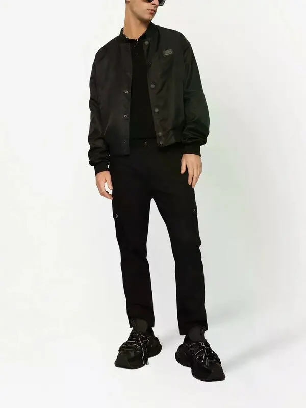 Dolce & Gabbana Logo-tag Wool Polo Shirt - Black